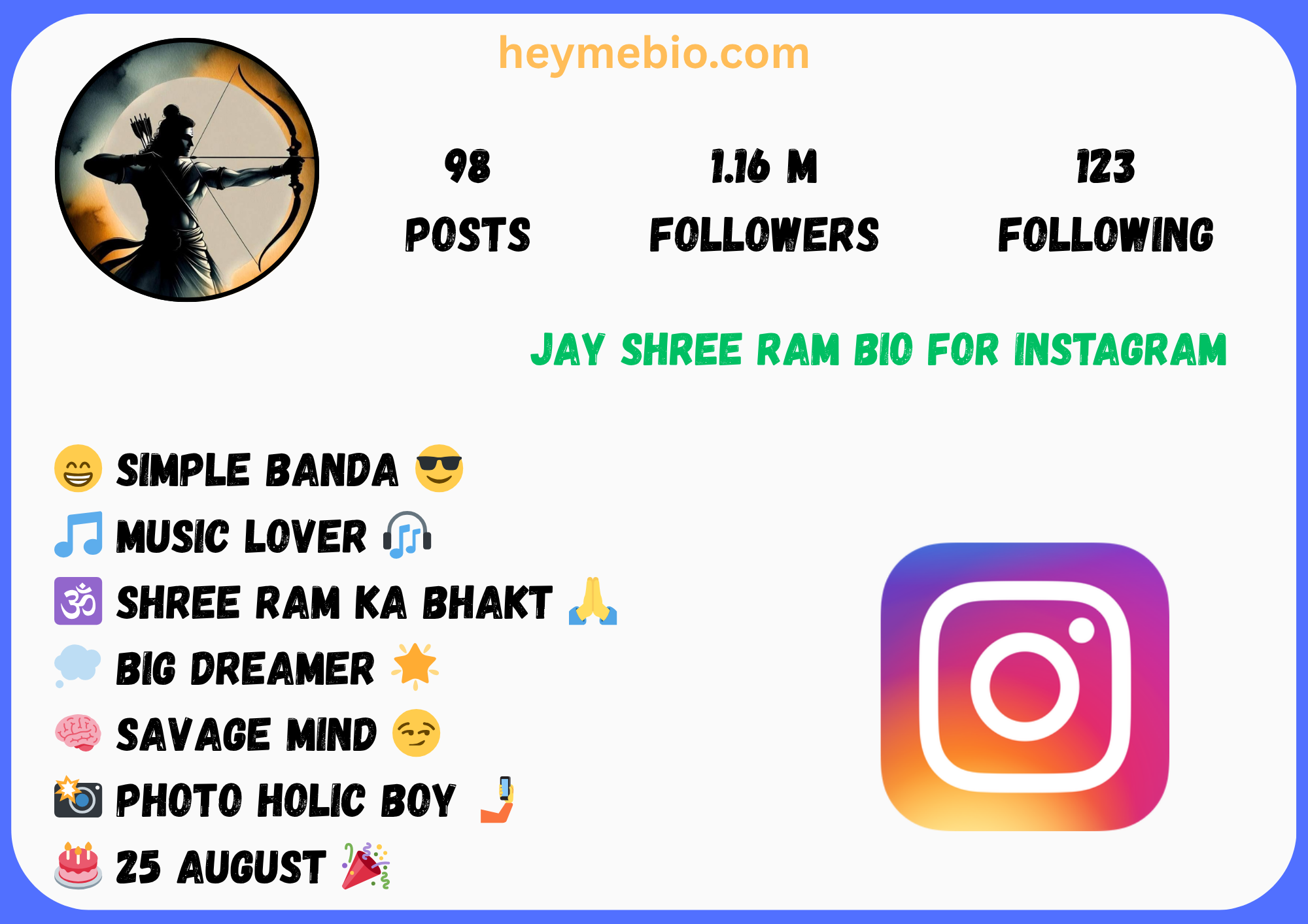 Best 200+ Shree Ram Bio For Instagram Stylish & Unique Insta Bios